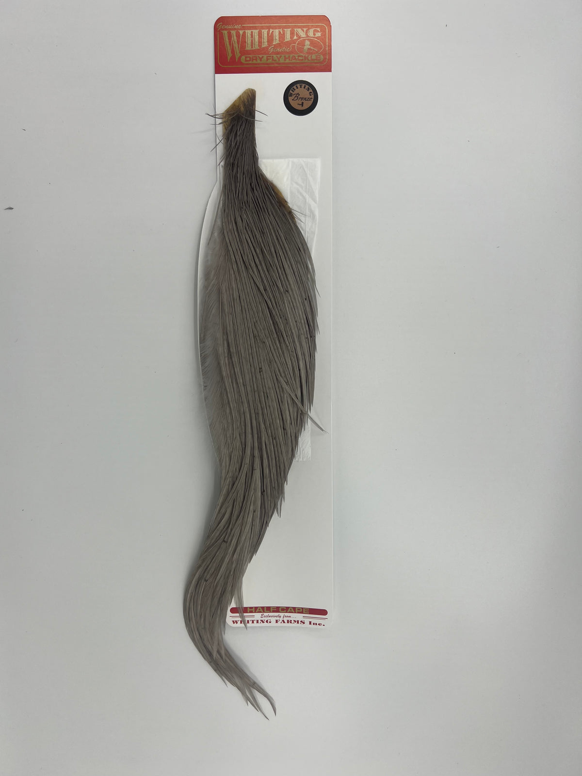 Whiting Bronze Dry Fly Half Cape White dyed Medium Dun